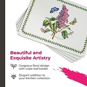 Pimpernel Botanic Garden Collection Placemats | Set of 4 | Heat Resistant Mats | Cork-Backed Board | Hard Placemat Set for Dining Table | Measures 15.7” x 11.7”