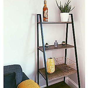 Blissun Ladder Shelf, 4-Tier Bookshelf, Storage Rack Shelf for Office, Bathroom, Living Room, Hazelnut Brown