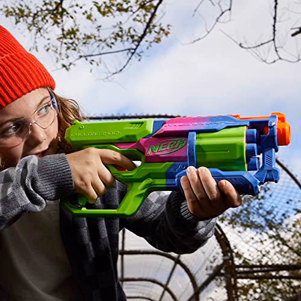 Nerf Mega CycloneShock Toy Blaster, Cybershock Color Style, 6-Dart Drum, 6 AccuStrike Mega Darts, Easy Priming (Amazon Exclusive)