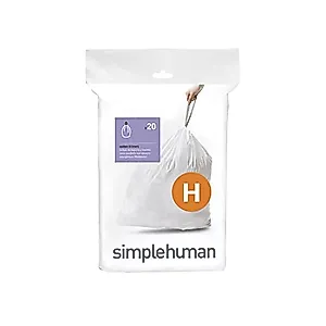simplehuman Code H Custom Fit Drawstring Trash Bags in Dispenser Packs, 20 Count, 30-35 Liter / 8-9.2 Gallon, White