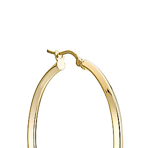 Miabella 18K Gold Over 925 Sterling Silver 2.5mm High Polished Knife Edge Hoop Earrings for Women Teen Girls Made in Italy (40mm (1 5/8 Inch))