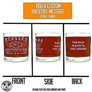 Personalized Etched 11oz Whiskey Glass - Custom Engraved Bourbon Customized Birthday Gifts for Men, Dad Scotch Drinking Glasses, Groomsmen Gifts, Liquor Cocktail Rocks Old Fashioned, Bernard