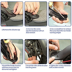 Duraplusio Scooter Rear Fender Compatible with Xiaomi M365 / M365 Pro / 1S / Pro 2 / Essential, Support Mudguard Bracket Fenders Accessory for Xiaomi Electric Scooter