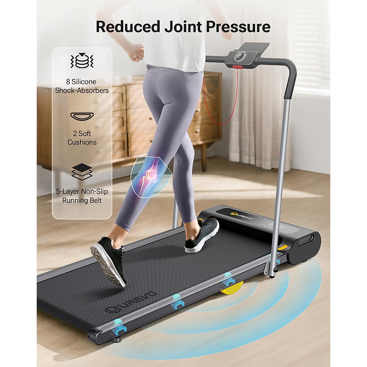 UREVO 2 in 1 Folding Treadmill, Under Desk Treadmill for Home/Office, 2.5HP Walking Pad Treadmill with Remote Control, LED Display, 265lbs Weight Capacity