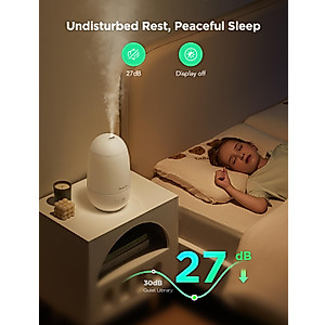 GoveeLife Smart Mini Humidifier for Baby Nursery, Top Fill Cool Mist Humidifier with Scent Diffuser & Nightlight, Built-in Sensor, Works with Alexa, Ultrasonic Humidifiers for Home, Bedroom and Plants