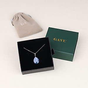 GAVU Crystal Teardrop Pendant Kyanite Blue Stone Necklace