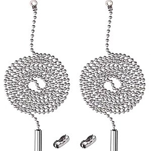 2 Pack Pull Chain String Extension with Connector for Ceiling Fan Light Fixture Light Bulb, 304 Stainless Steel Switch Chain Extender,1 Meter Length