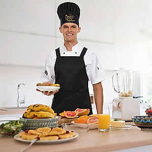 Queen of The Kitchen Chef Hat, Funny Chef Wear, Embroidered Design, Adjustable Kitchen Cooking Hat for Men & Women Black, Birthday for Mom Wife Girlfriend Aunt Grandma