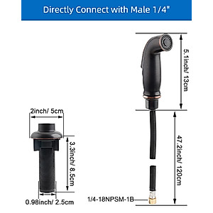 Kitchen Sink Side Sprayer with Quick Side Connector Compatible with Moen Faucet Sprayer Replacement, Kitchen Sink Faucet Sprayer Attachment with Water Hose/Holder, Oil Rubbed Bronze