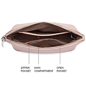 Crossbody Bags for Women, Medium Dome Vegan Leather Shoulder Purses Lightweight Handbags with Multi Pockets (Pink)