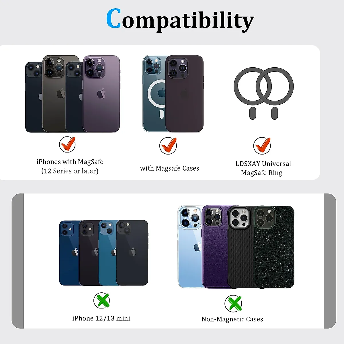 LDSXAY for MagSafe Wallet, Magnetic Phone Wallet with Adjustable Stand & Money Clip, Detachable Magnetic Wallet for iPhone 16/15/14/13/12 Pro Max Plus, 10+ Cards Holder, Vegan Leather, Brown