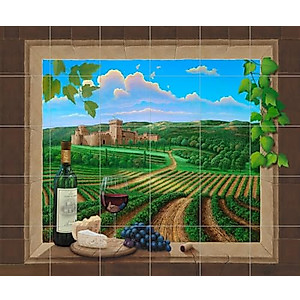 Ceramic Backsplash Tile Mural Wine Themed Kitchen - Life is Good - David Miller