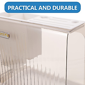 Cabilock Transparent holder kitchen utensil cutting board organizer holder for kitchen drawer kitchen tool holder flatware plastic tray block the pet white household