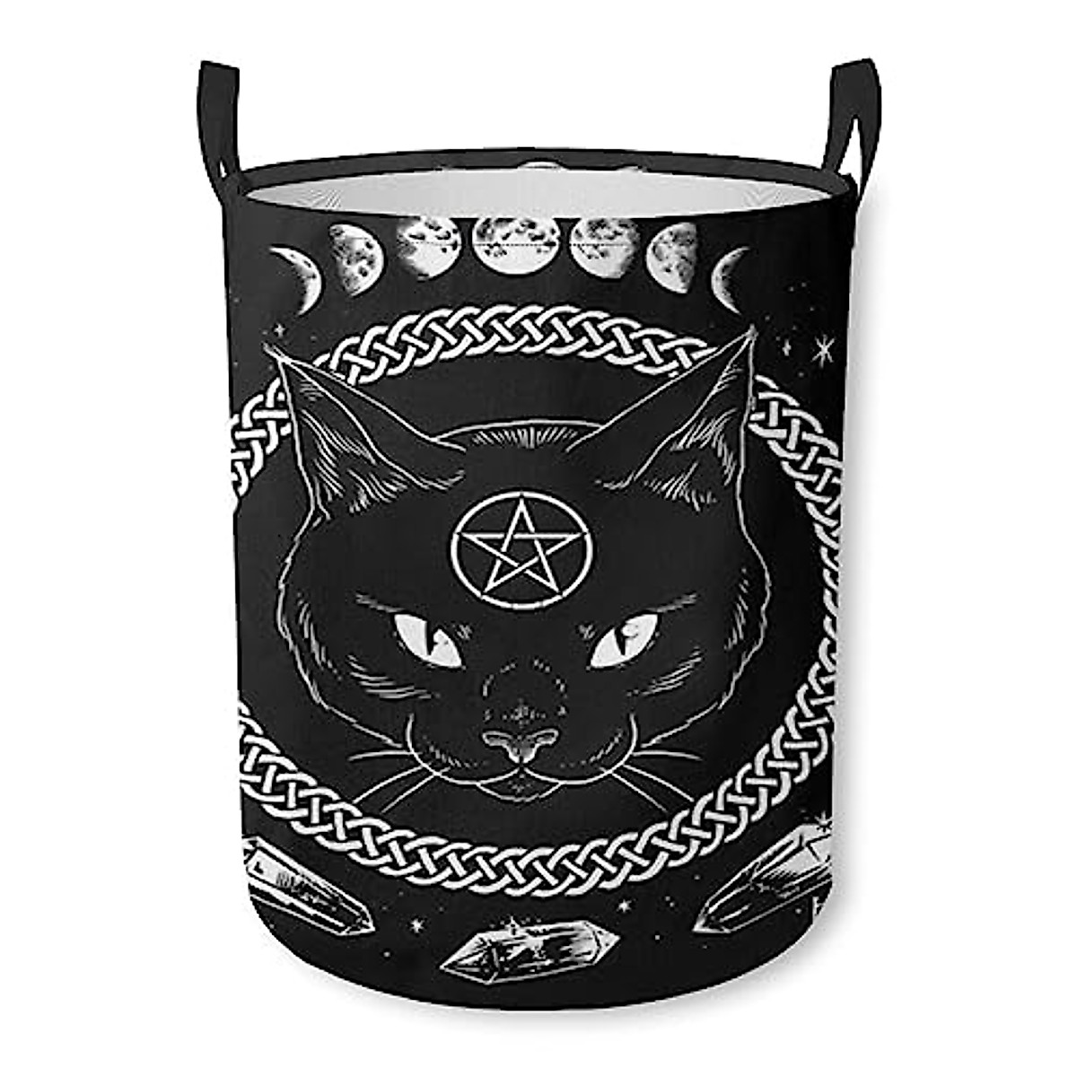 Laundry Basket Witch Wiccan Gothic Moon Phase Witchcraft Cat Laundry Hamper Foldable Storage Basket for Bathroom Room Home Decor