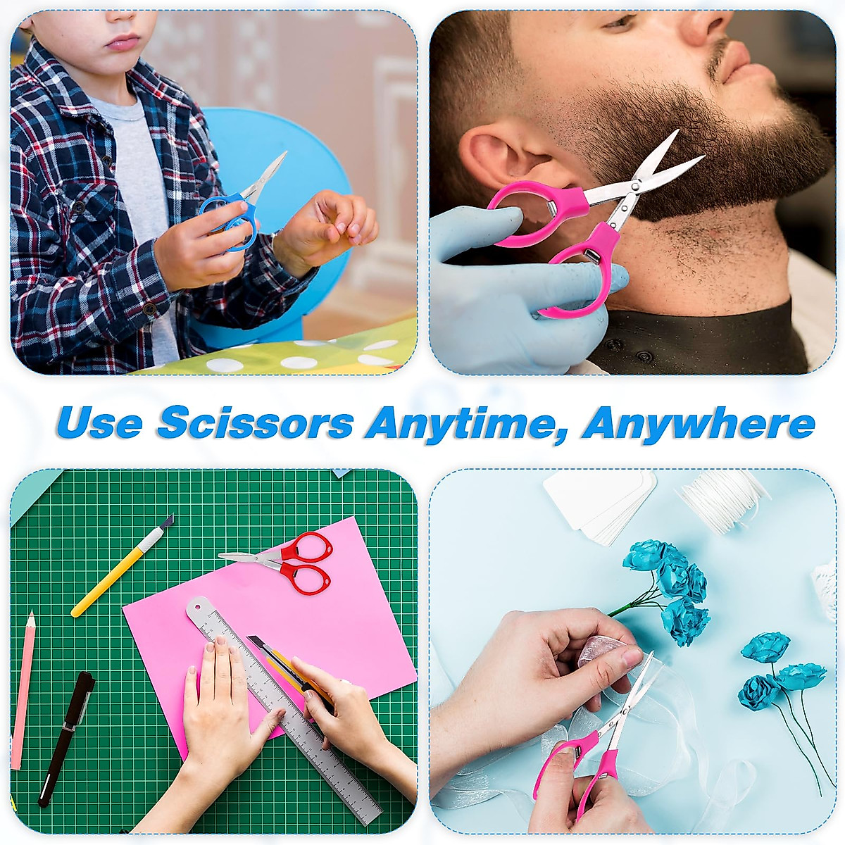 3 PCS Small Folding Scissors Portable Paper Cutter Scissors Fabric Keychain Scissors Stainless Steel Travel Scissors Safety Retractable Glasses-Shaped Mini Shear for Embroidery Crafts Cutting Sewing