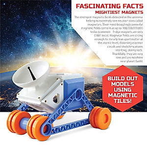 Discovery #MINDBLOWN Customizable Magnetic Building Tiles with Remote Control, 34-Piece Play Set, Build 3 Intergalactic Models, Includes 2 Powered Motors, STEM Toy for Boys and Girls