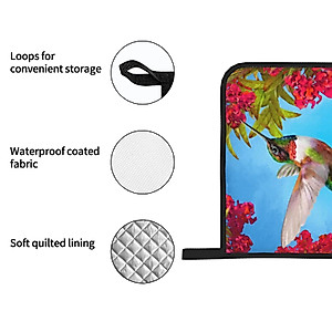 Spring Bird Hummingbird Oven Mitts and Pot Holders Sets 4 Piece Set Heat Resistant Non Slip Oven Mitts for Cooking Baking Grilling