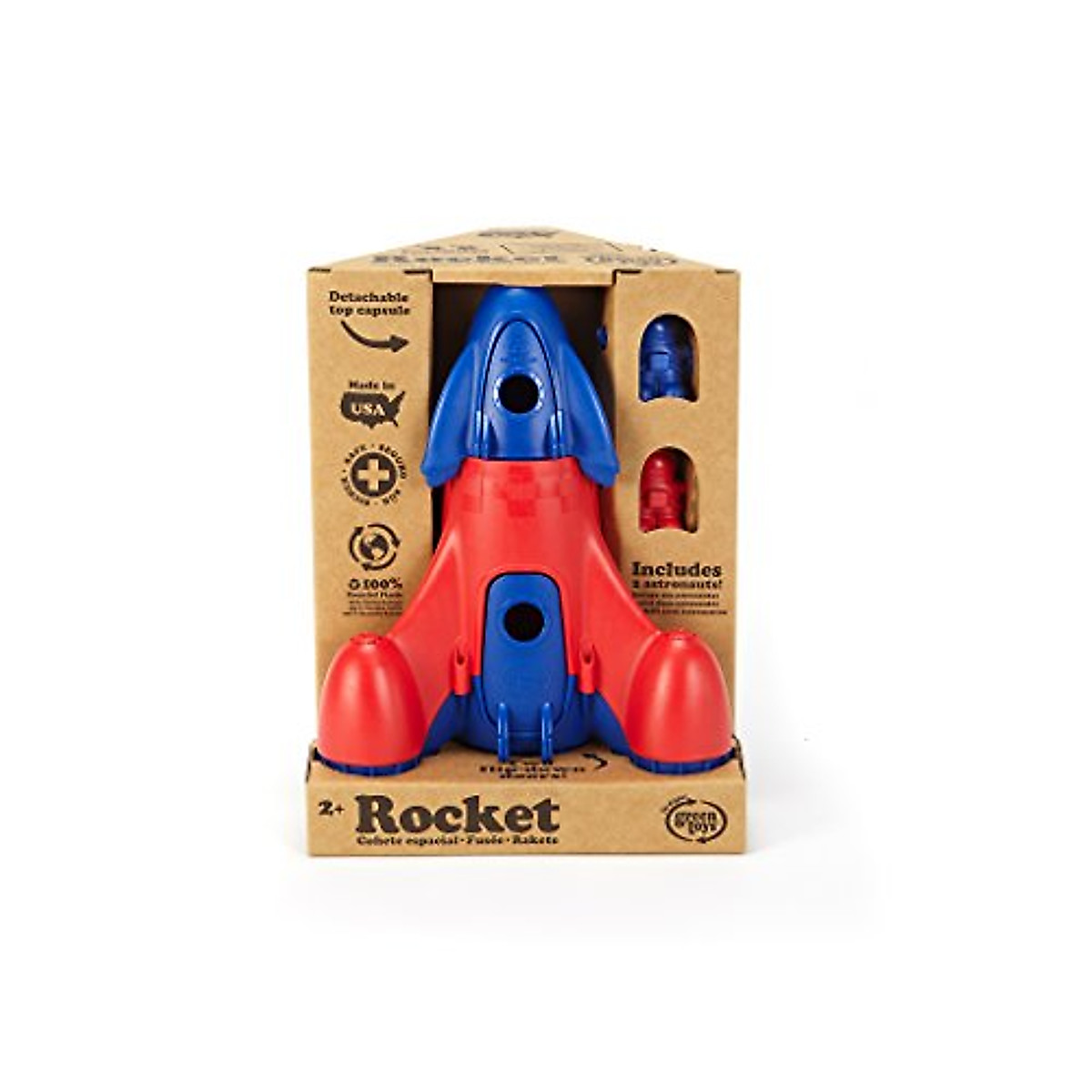 Green Toys Rocket with 2 Astronauts Toy Vehicle Playset, Blue/Red