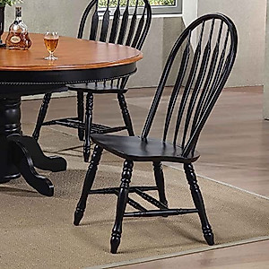 Sunset Trading Selections Comfort Back Antique Black Cherry Distressed | Set of 2 | Fully Assembled Solid Wood Sidechair Windsor Dining Side Chairs