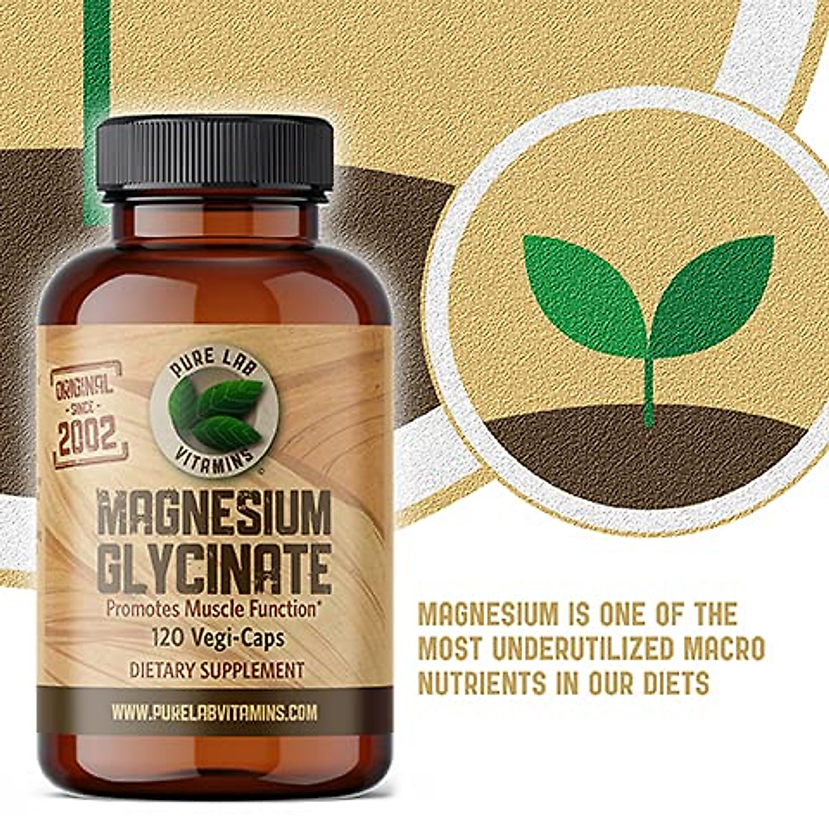 Magnesium Glycinate 165mg/caps (3 caps/Day for 500mg) - 300 caps - Magnesium Supplement from Canada - Magnesium Pills Supplement - Magnesio Glycinate Capsule Made in Canada