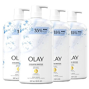Olay Exfoliating Body Wash with Sea Salts, 30 fl oz (Pack of 4)