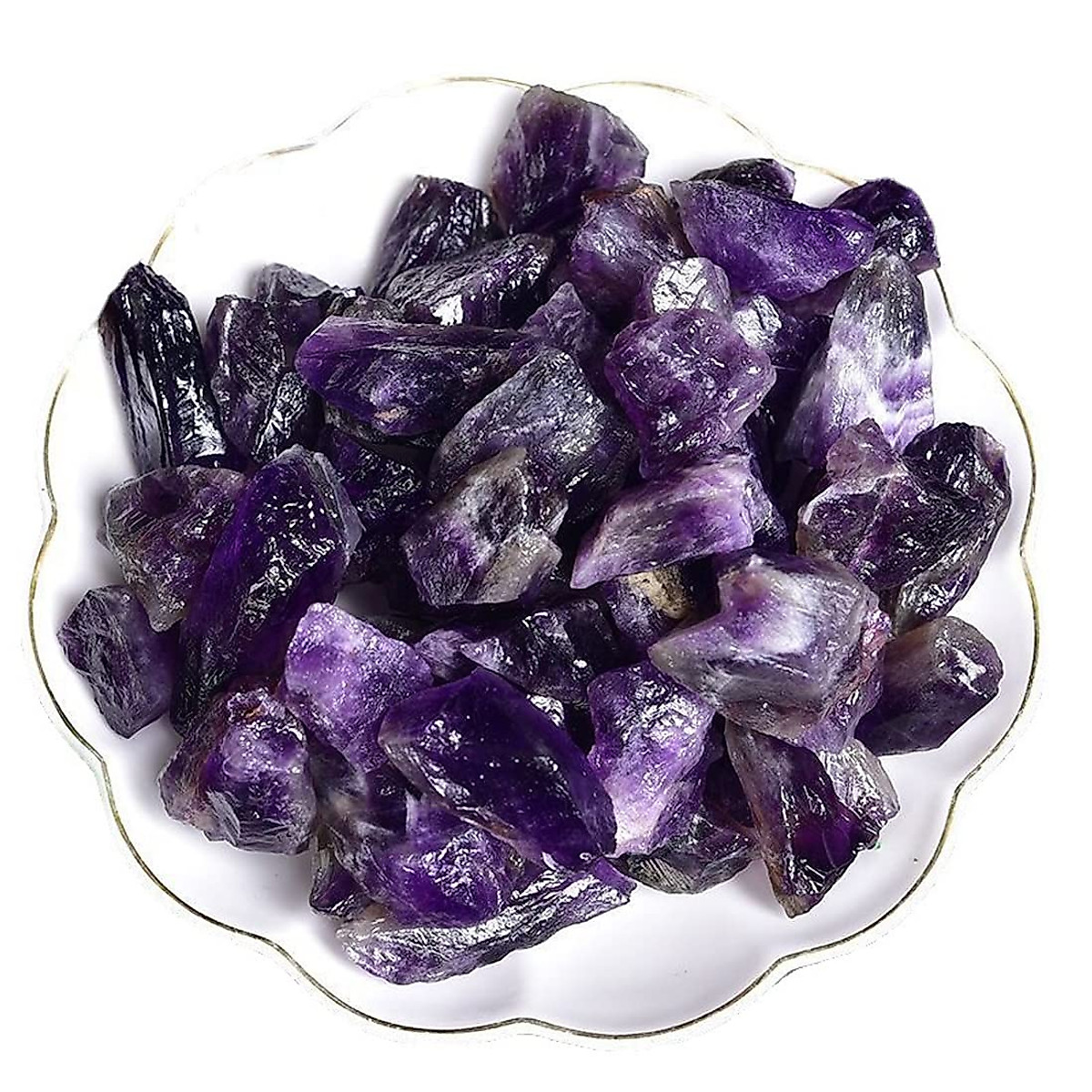 Deep Amethyst Raw Crystals, Large 1.25-2.0" Healing Crystals Natural Rough Stones Crystal for Tumbling, Cabbing, Fountain Rocks, Decoration, Polishing, Wire Wrapping, Wicca & Reiki