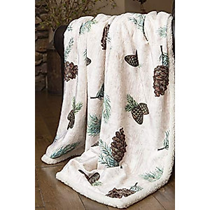 Pinecone Rustic Cabin Sherpa Throw Blanket 54x68