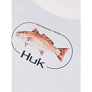 HUK Men's Pursuit Long Sleeve Sun Protecting Fishing Shirt, Redfish-Glacier, Small