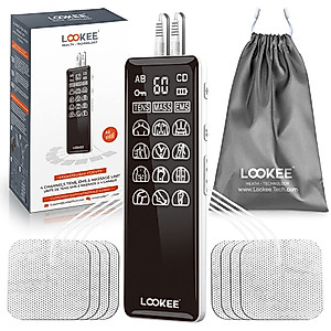 LOOKEE 4-Channel TENS Unit Muscle Stimulator for Pain Relief Therapy - Premium LED EMS Muscle Stimulator with 36 Mode & 40 Intensity Levels - Rechargeable TENS Machine FSA/HSA Eligible