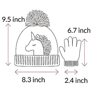 accsa Toddler Kids Girl Novelty Colorful Knit Unicorn Pony Beanie Hat Age 6-9 YRS Grey