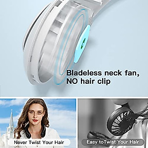 Neck portable fan rechargeable USB rechargeable lazy fan bladeless neck fan 360° Surrounding Wind Strong Wind freedom neck fan 2400mAh 16H battery life Gifts Outdoor Sports construction worker Black