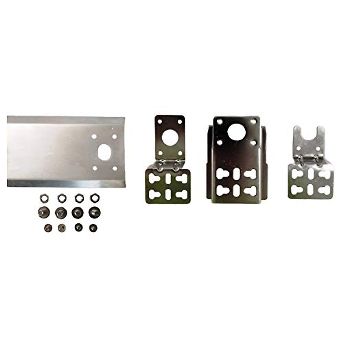 OneGrill Chrome Steel Universal Style Grill Rotisserie Mounting Bracket Set with Integrated Aluminum Heat Shield