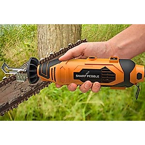Sharp Pebble Electric Chainsaw Sharpener Kit - Comes with Chain Saw Sharpener Tool, 4 File Size Diamond Sharpening Wheels, Angle Attachment, Wrench & eBook.