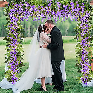 SzJias 5 Pcs Artificial Wisteria Garland Total 32.8Ft Wisteria Vine Rattan Fake Wisteria Vine Flower Garland for Wedding Garden Outdoor Decor (Light Green)