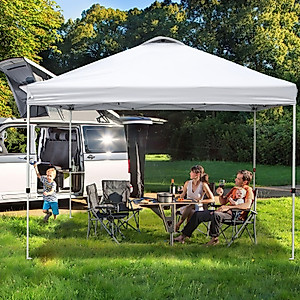 VINGLI 10x10 Pop Up Canopy Tent with Carry Bag and Sandbags, Outdoor Gazebo Canopy Tent 10x10 Party Tent Commercial Canopy (White)