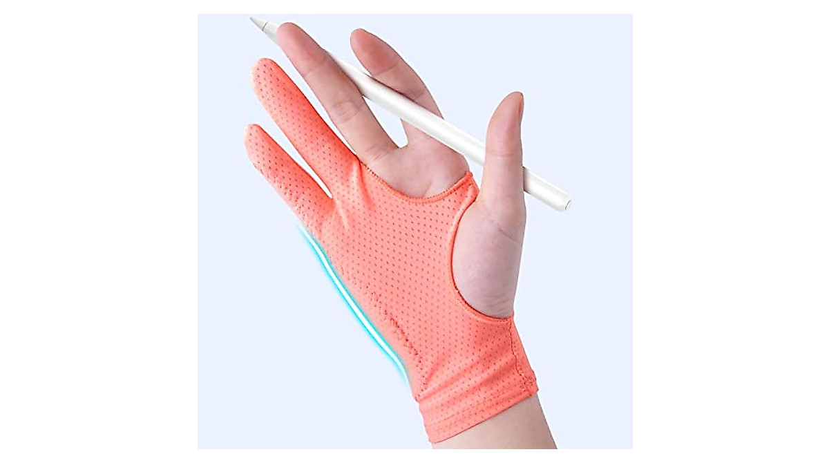 Artist Drawing Glove for Women [2 Pack Pink] 3-Layer Palm Rejection ...