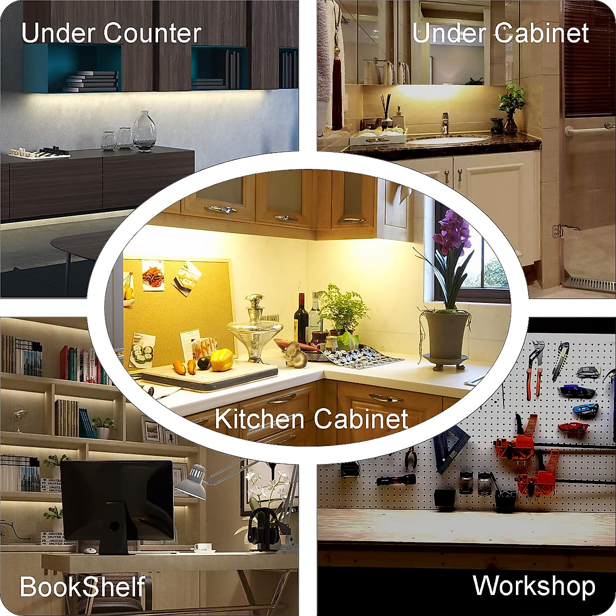 EBD Under Cabinet Lighting Built-in Adjustable Cable, No Messy! Dimmable Counter Lights Memory Function 3 Panel LED Kitchen Lighting Bar 9W 750Lm 3000K Warm White USB Under Cupboard Lighting