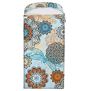Camping Sleeping Bags for Adults Abstract Doodle Flowers Dragonflies 3 Season Cold Weather Sleeping Bag Waterproof Sleeping Nap Mat for Girls Boys Hiking Travel Outdoor