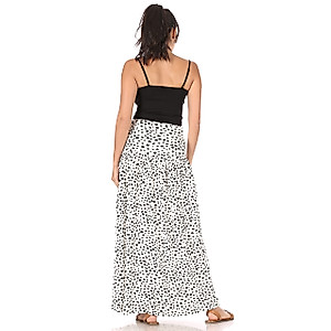 Black Polka Dot Skirts for Women Ankle Length Skirt Casual Long Skirt High Waisted Maxi Skirt Reg and Plus Size Skirt Long Skirt (Size Medium, Black Polka Dot)