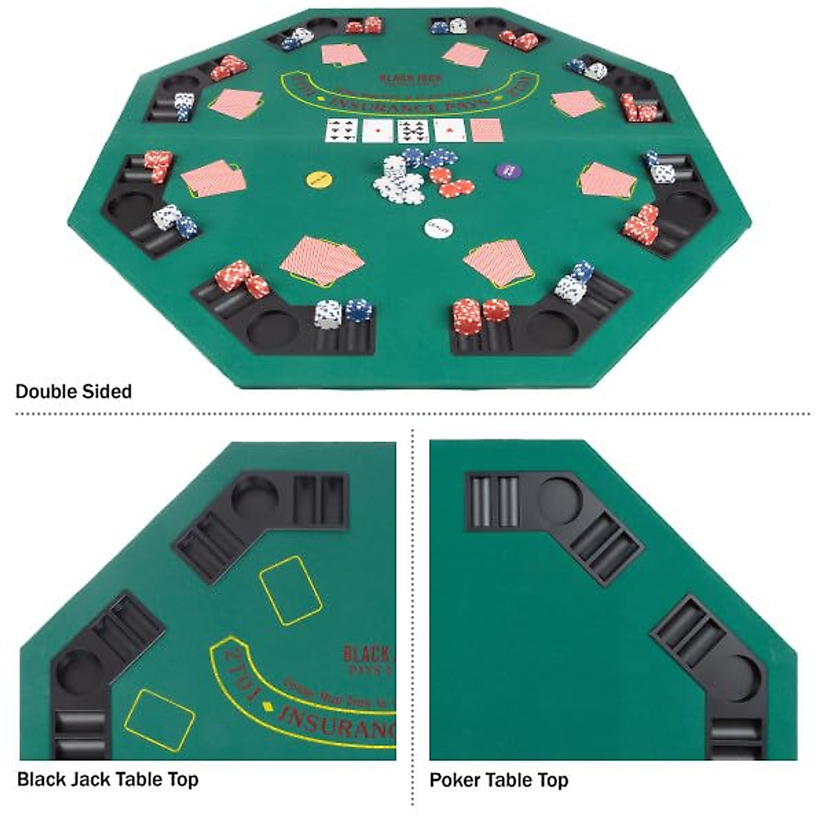 Trademark Poker Deluxe Poker & Blackjack Table Top w/Case Green