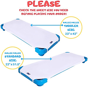 ROLLEE POLLEE White Microfiber Cot Sheets for Preschool or Daycare, Elastic Loops for Extra Security, Super Soft and Durable (Toddler Cot Sheet 23" x 42", 6-Pack)