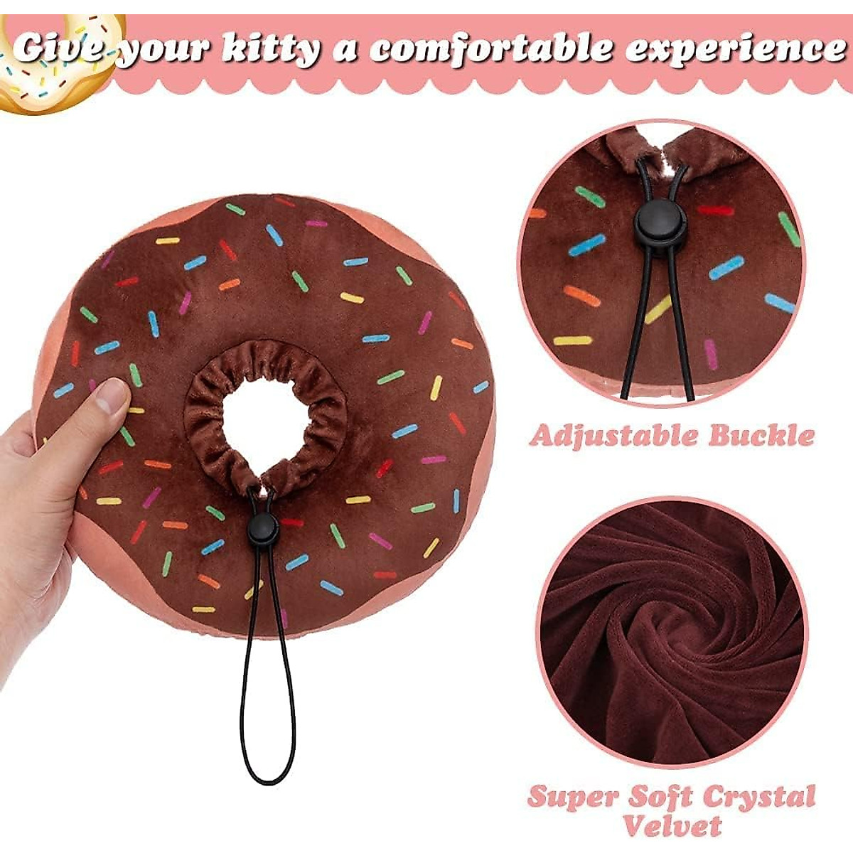 Cat Recovery Collar Soft - Cat Surgery Cone Collar Cute Donut, Adjustable Neck Protective E Collar for Cats Puppies Small Breeds Dogs Wound Healing