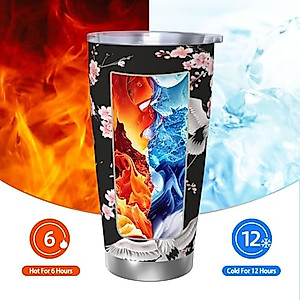 AYCZN Crane 20 OZ Tumbler Stainless Steel Travel Coffee Mug, Cherry Blossom Insulated Water Bottle with Lid Leakproof Thermal Cup