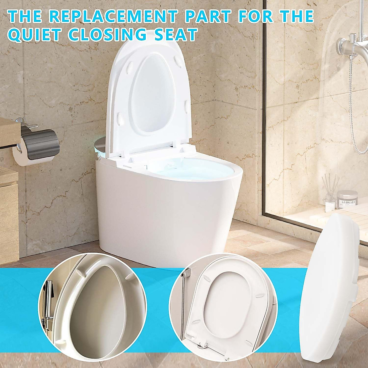 Toilet seat bumper for Kohler 1133070 1236365 Enhances seat Stability and Reduces Noise Replacement Parts 8-piece set