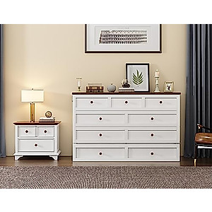 JIVOIT Wooden 2 Pieces Bedroom Set, Full Size Murphy Bed with Two-Drawer Nightstand, Murphy Bed Chest with Charging Station and Large Storage Drawer for Home Office or Small Room