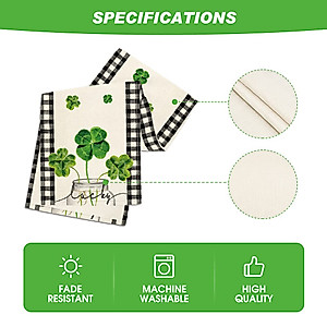 Artoid Mode Lucky Shamrock Vase St. Patrick's Day Table Runner, Seasonal Spring Buffalo Plaid Holiday Kitchen Dining Table Decoration for Indoor Outdoor Home Party Decor 13 x 72 Inch