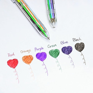 IHPUKIDI 24 Pack 0.5mm 6-in-1 Multicolor Ballpoint Pen, 6 Color Transparent Barrel Retractable Ballpoint Pens for Office School Supplies Students Gift (24 Pack)