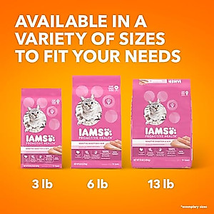 IAMS Proactive Health Adult Sensitive Digestion & Skin Dry Cat Food with Turkey, 3 lb. Bag