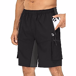 BALEAF Men's Mountain Bike Shorts 3D Padded Loose-fit MTB Cycling Bike Shorts Men Pockets Black/Grey L