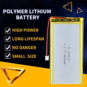 AKZYTUE 3.7V 4000mAh 6050100 Lipo battery Rechargeable Lithium Polymer Ion Battery Pack with PH2.0mm JST Connector